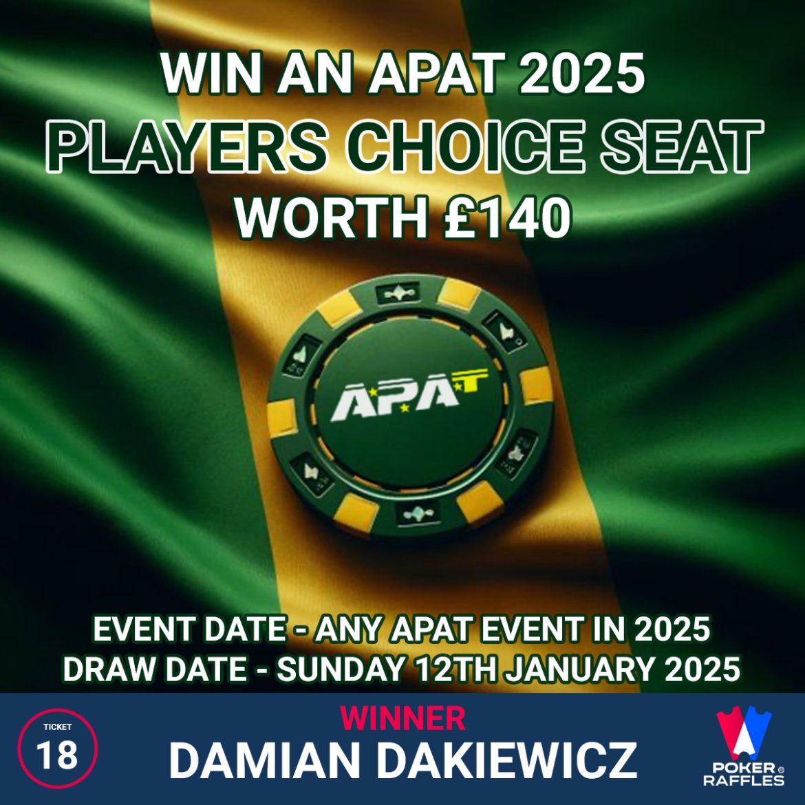 Win an APAT 2025 Players Choice Seat for £1! #1 – Poker Raffles