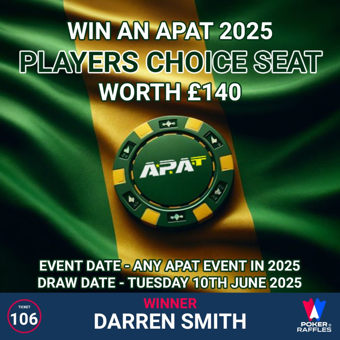 Win an APAT 2025 Players Choice Seat (£140) #1 – Poker Raffles